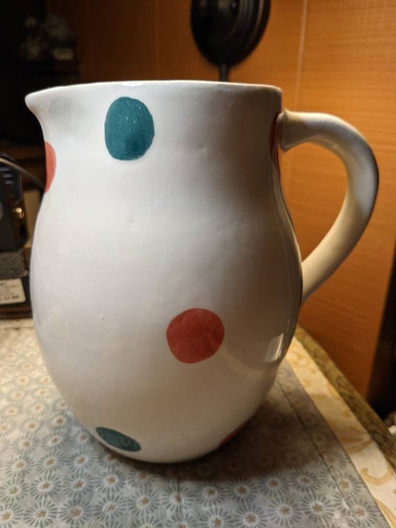 Vintage Barbara Eigen Polka Dot Pottery Pitcher. - Etsy