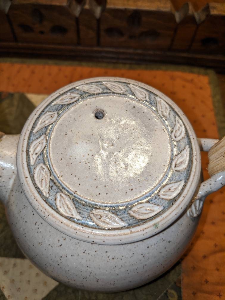 Studio Pottery Stoneware BOHO Style Teapot With Etched Leaves. | Etsy