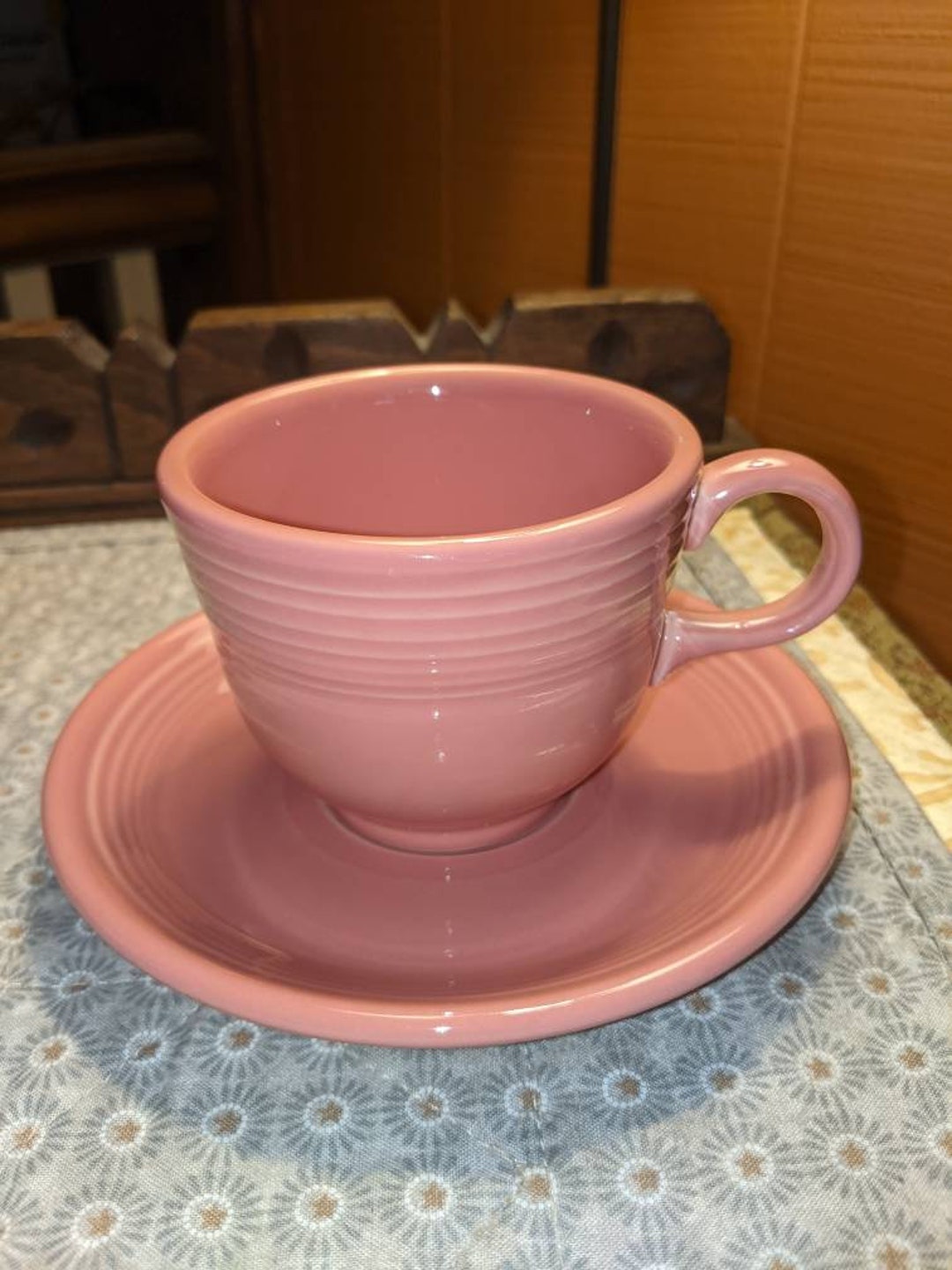 Fiesta Ware Pink Mug and Saucer Set. - Etsy