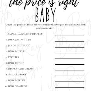 Baby Shower Game | Baby the Price is Right | Printable | Boy | Girl - Etsy