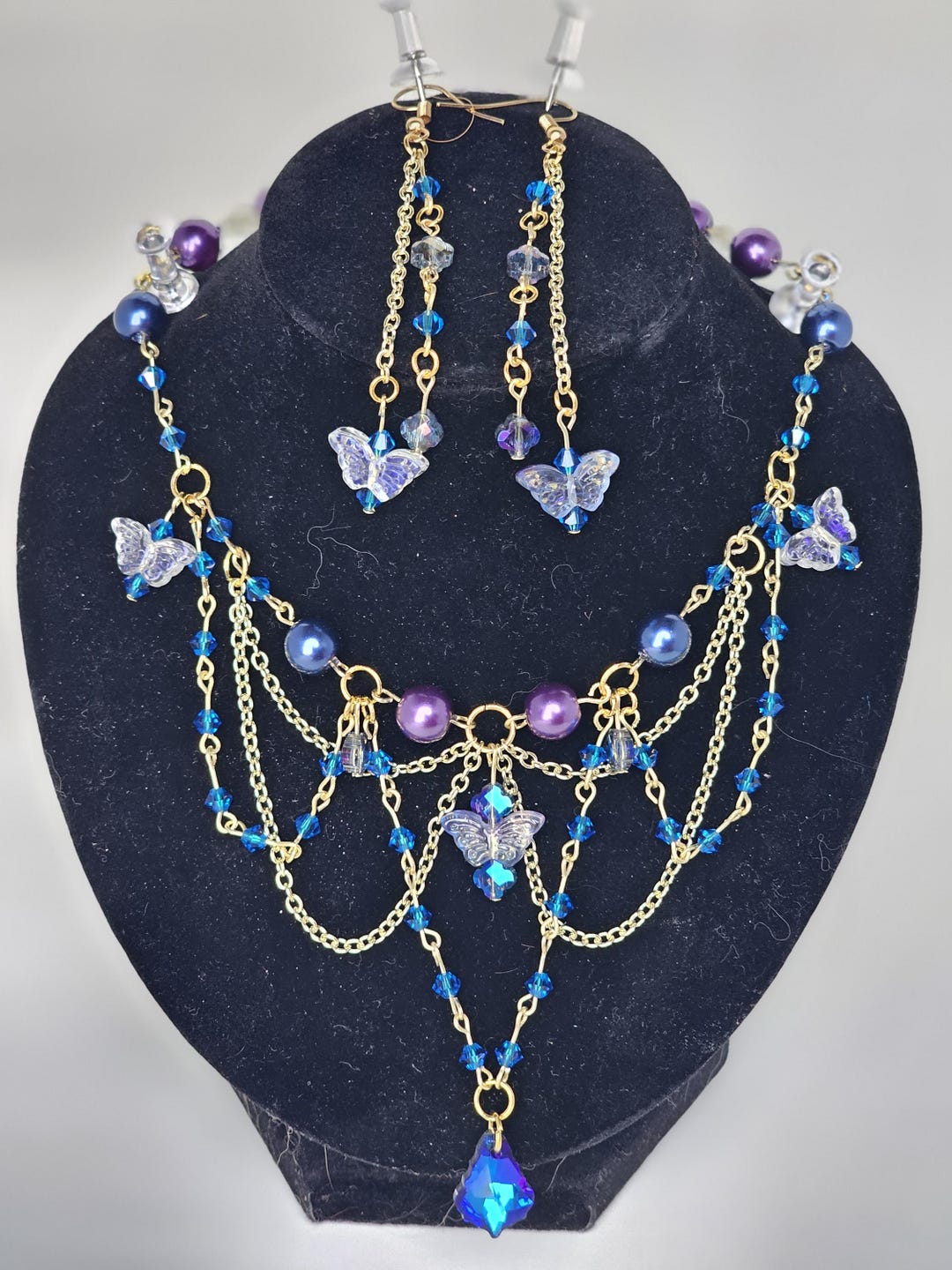 Fairycore Necklace and Earrings Set - Handcrafted Butterfly Jewelry ...