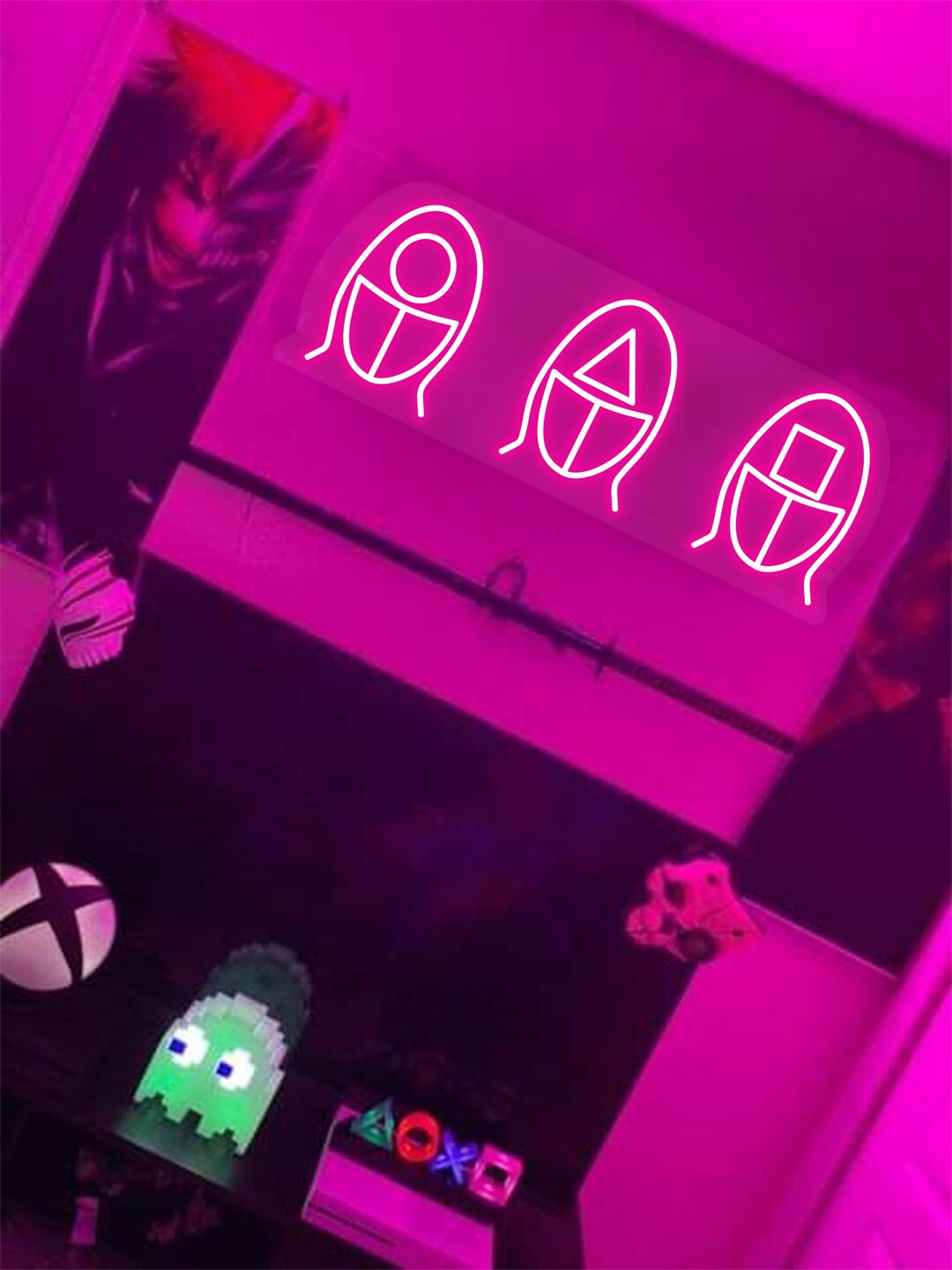 Light up Mask Squid Game Custom Neon Sign for Room Squid Game Neon Sign ...