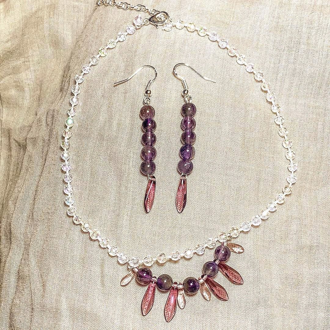 Amethyst Crystal Jewellery Set - Etsy