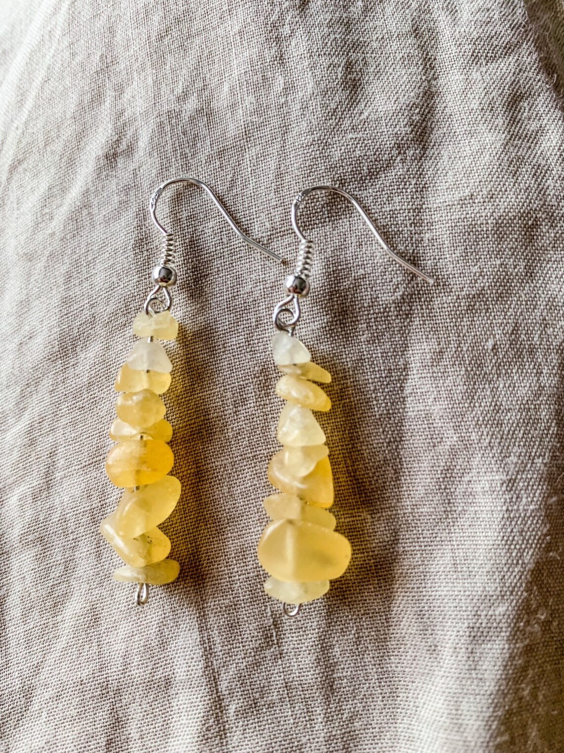 Yellow Jade Crystal Earrings Healing Vibes Silver Festival - Etsy Canada