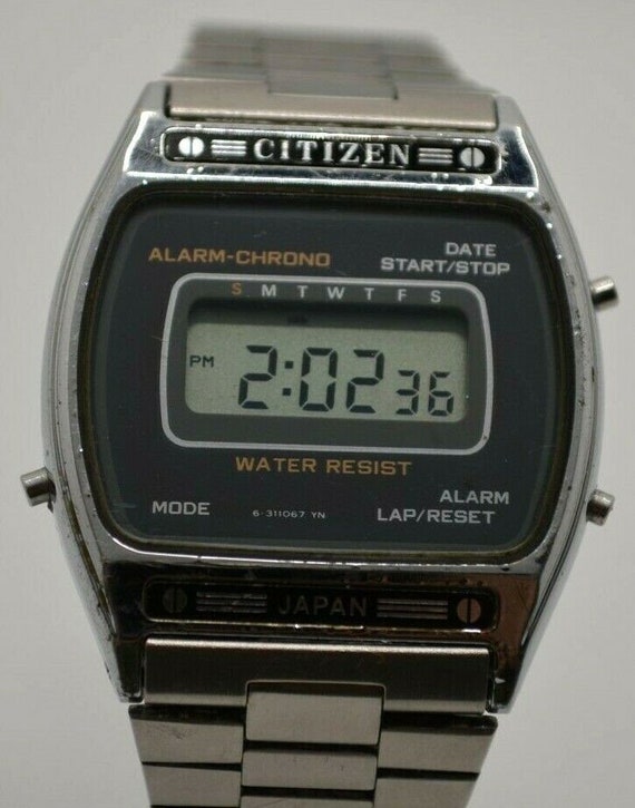 Citizen Alarm Chronograph Vintage 80s Digital Watch f… - Gem