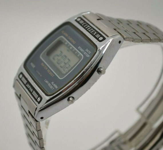Citizen Alarm Chronograph Vintage 80s Digital Watch f… - Gem