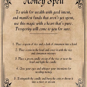 Money Spell Magic Spell on Rustic Parchment Background Create Wealth - Etsy