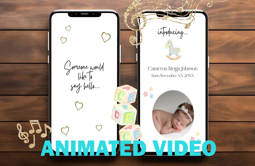 Animated Baby Birth Announcement Video Message With Custom Photo and ...
