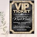 VIP Ticket Party Invitation on Black With Gold Glitter and Diamonds ...