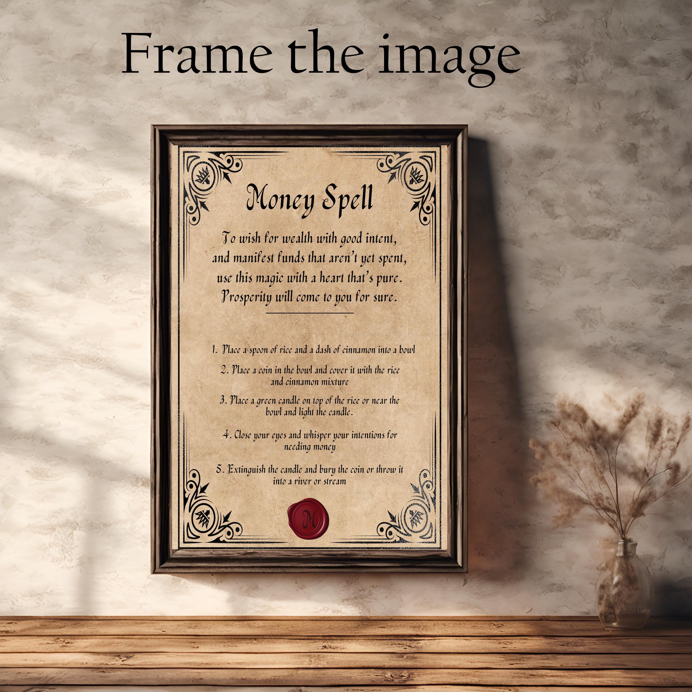 Money Spell Magic Spell on Rustic Parchment Background Create Wealth - Etsy