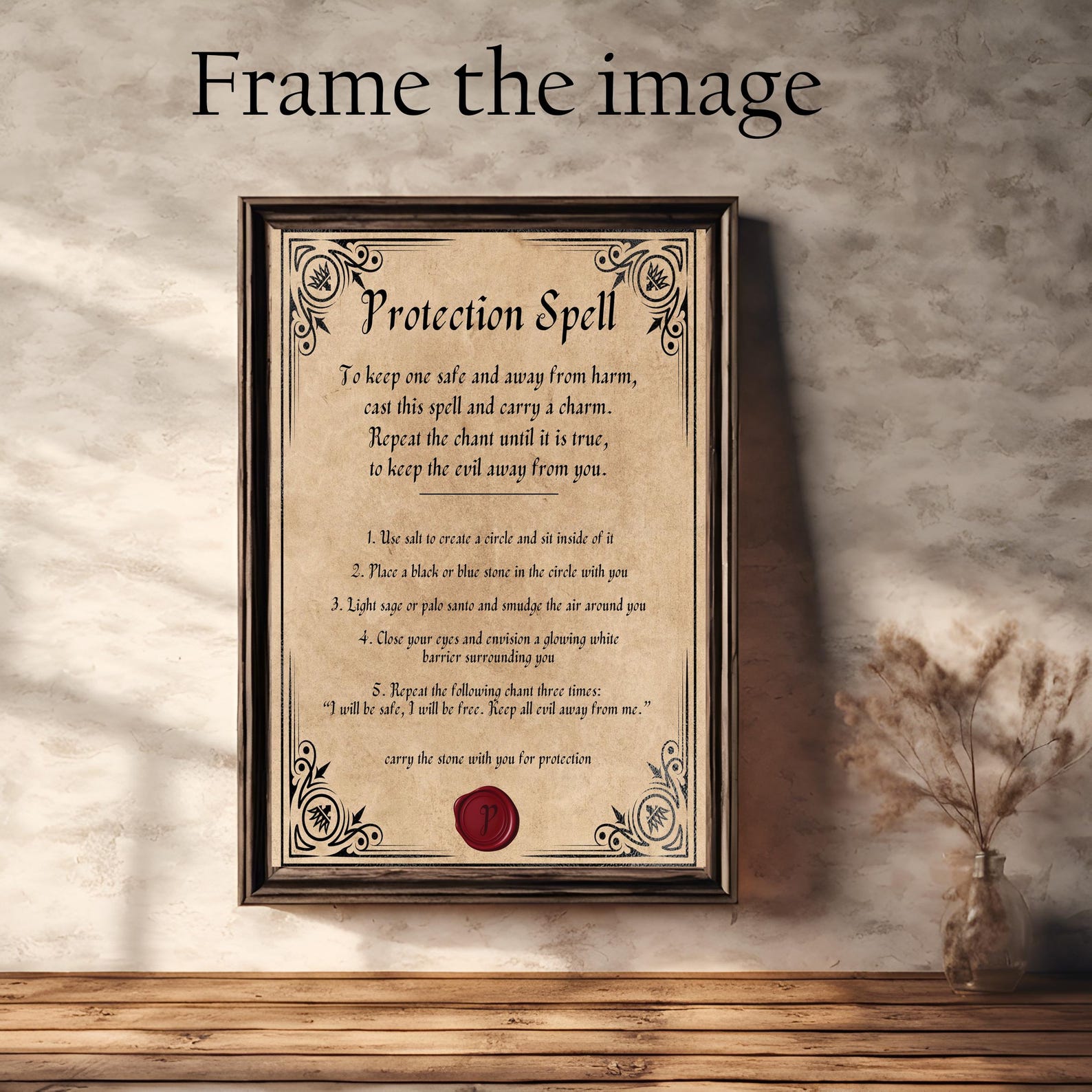 Protection Spell Magic Spell on Vintage Parchment Paper Style ...