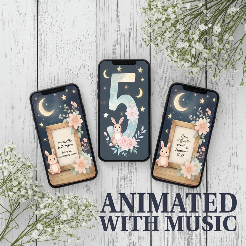 Pregnancy Reveal Video With Baby Bunny | Animated Announcement ...