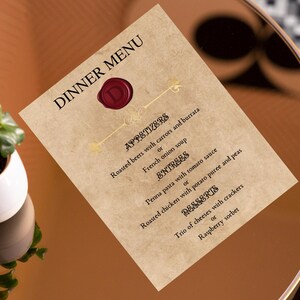 Medieval Dinner Menu on Rustic Parchment Paper Pattern With Custom Wax ...