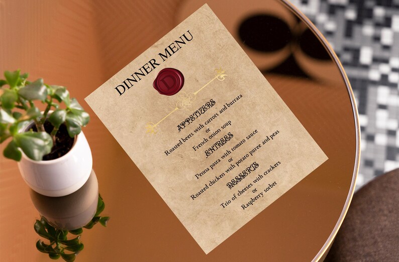 Medieval Dinner Menu on Rustic Parchment Paper Pattern With Custom Wax ...