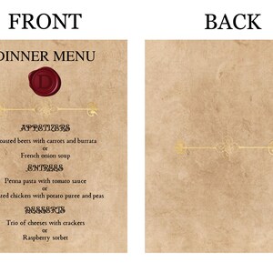 Medieval Dinner Menu on Rustic Parchment Paper Pattern With Custom Wax ...