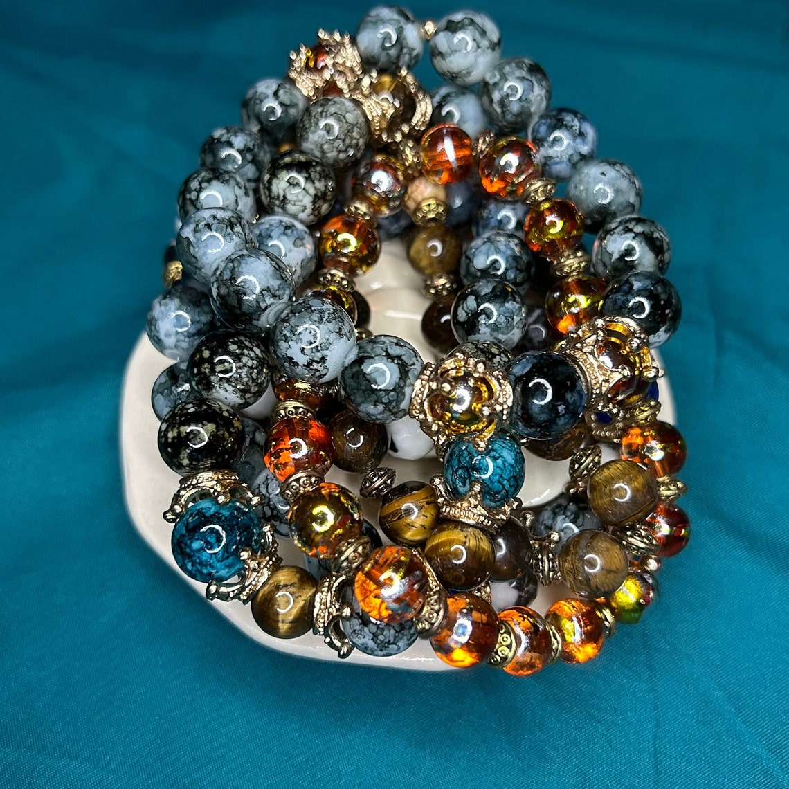 Crowned Royal Stack, Beaded Bracelet - Etsy