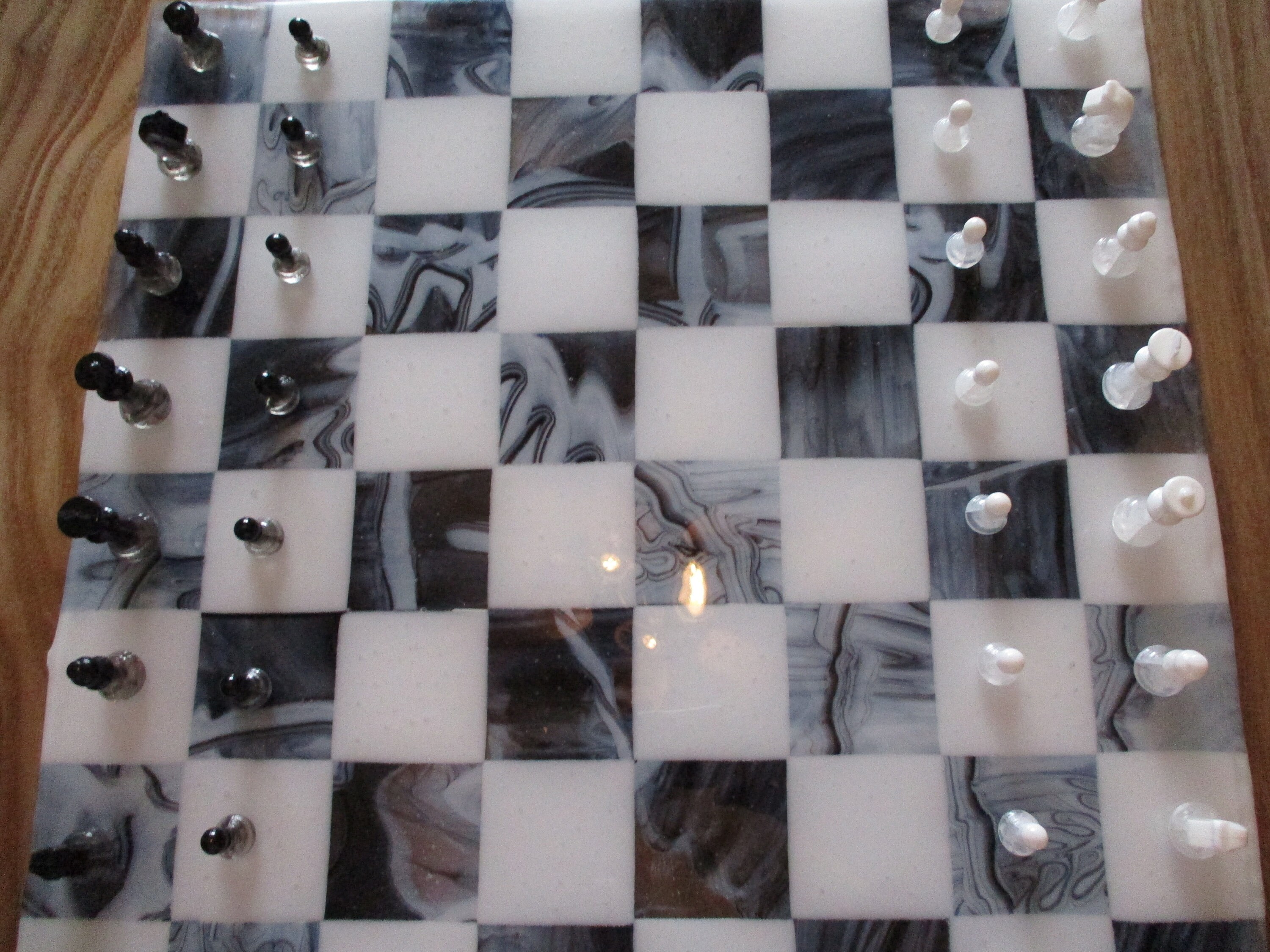 Checker Board of Fused Glass and Hand Made Fused Glass Checkers With ...