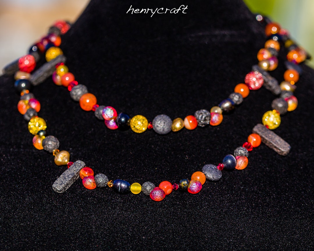 Double Layer Lava Volcano Inspired Neckace - Etsy