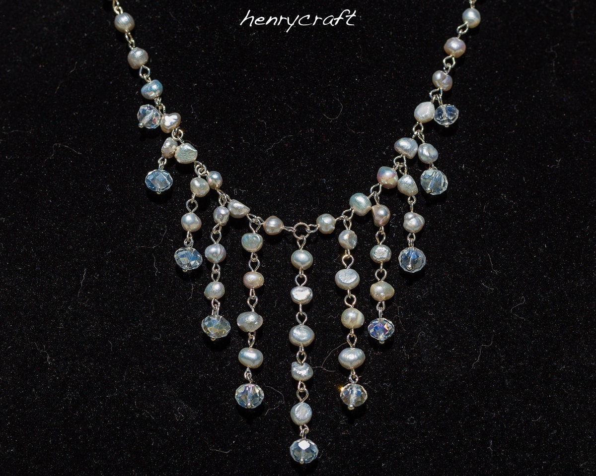 Silver Pearl Bridal Waterfall Made to Order Necklace - Etsy