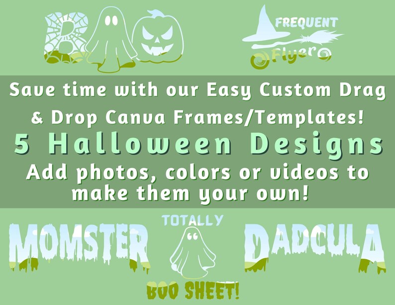 5 Halloween Designs ~ Canva Frames ~ Canva Templates ~ Easy Drop and ...