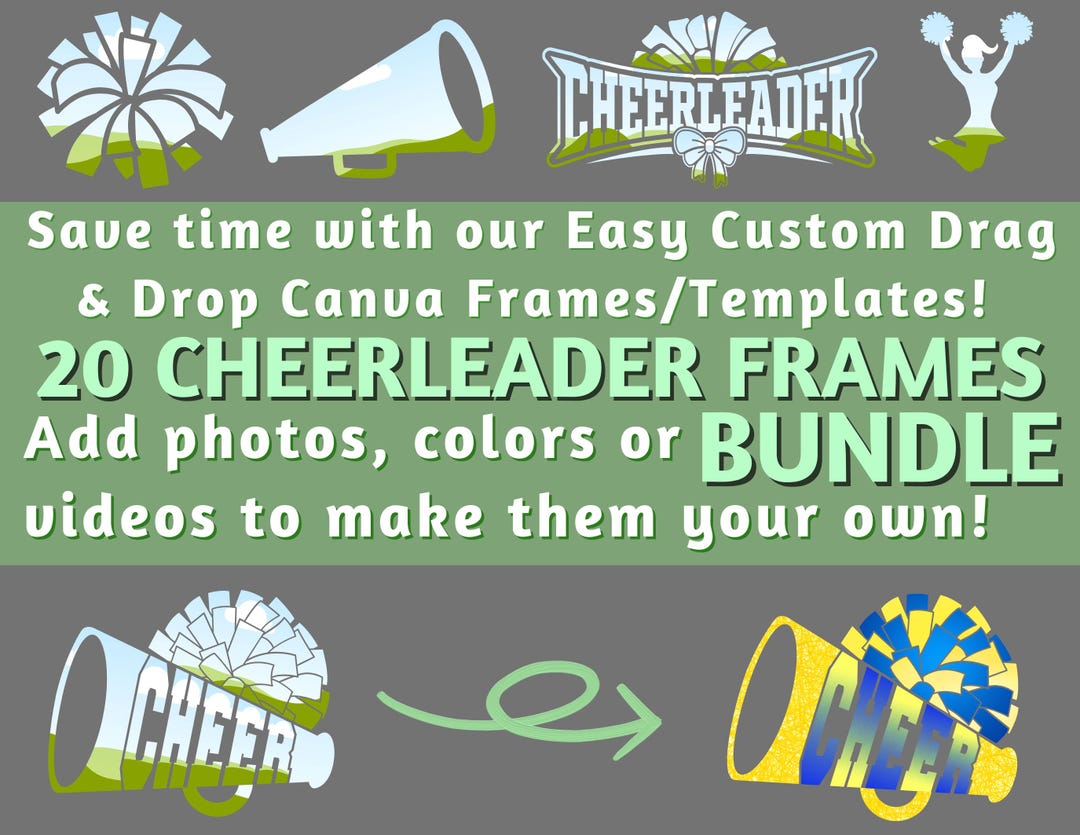 20 Cheerleader Frames Bundle ~ Canva Frames ~ Canva Templates ~ Easy ...