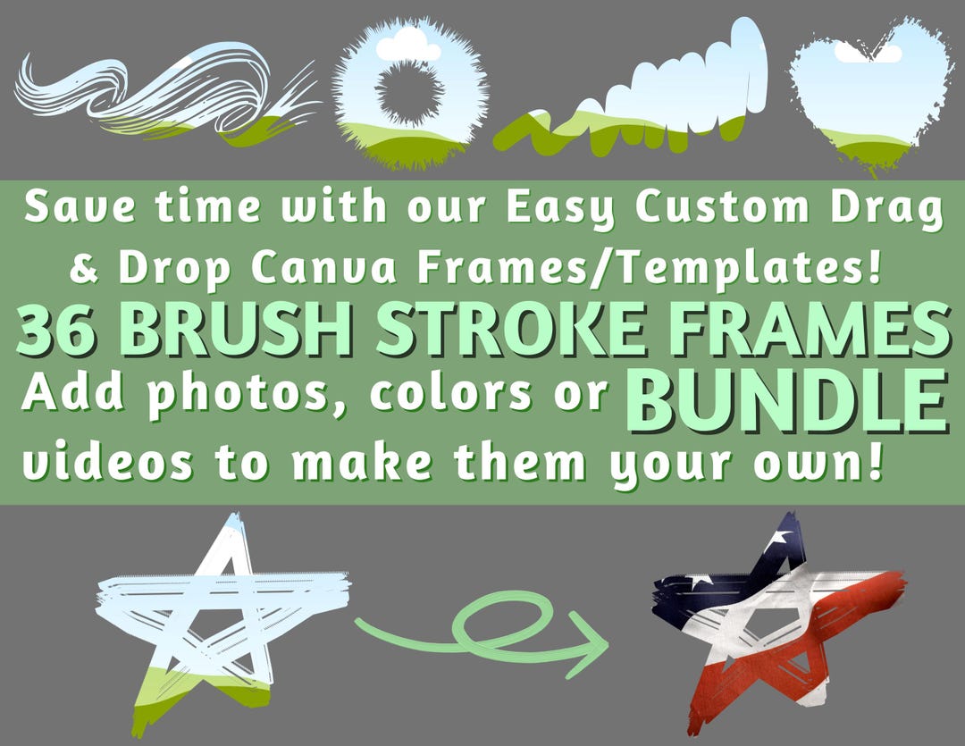36 Brush Stroke Frames Bundle ~ Canva Frames ~ Canva Templates ~ Easy ...