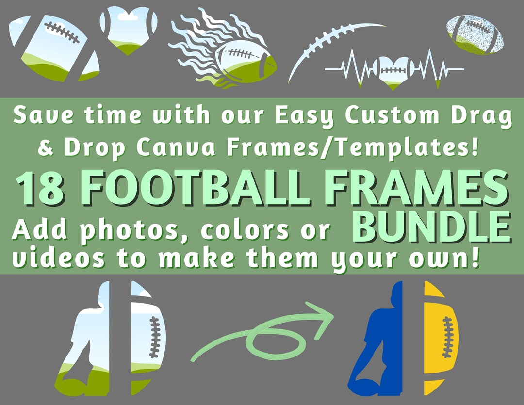 18 Football Frames Bundle ~ Canva Frames ~ Canva Templates ~ Easy Drop ...