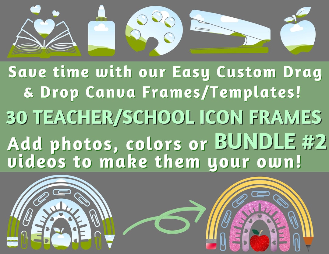 30 Teacher School #2 Icon Frames Bundle ~ Canva Frames ~ Canva ...