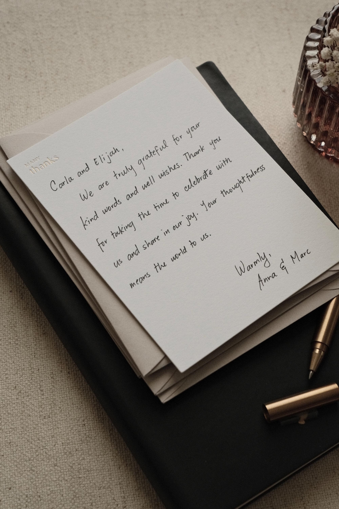 Many Thanks Thank You Card | Foil Pressed | Minimal - Etsy
