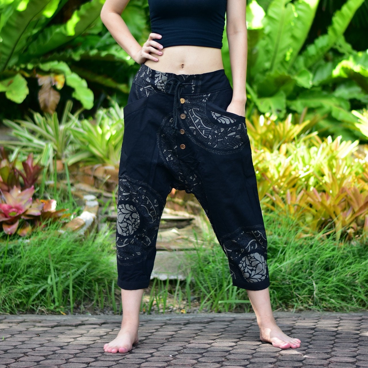 Capri Hammer Pants, Harem Pants, Baggy Pants, Hip Hop Pants, Black ...