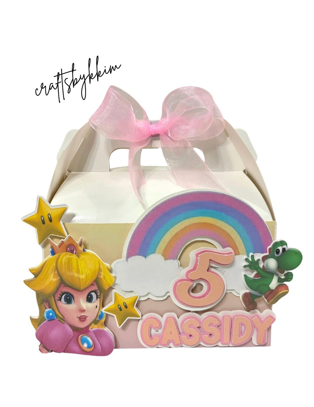 Customized Princess Peach Birthday Party Favour Gable Boxes | Kids ...