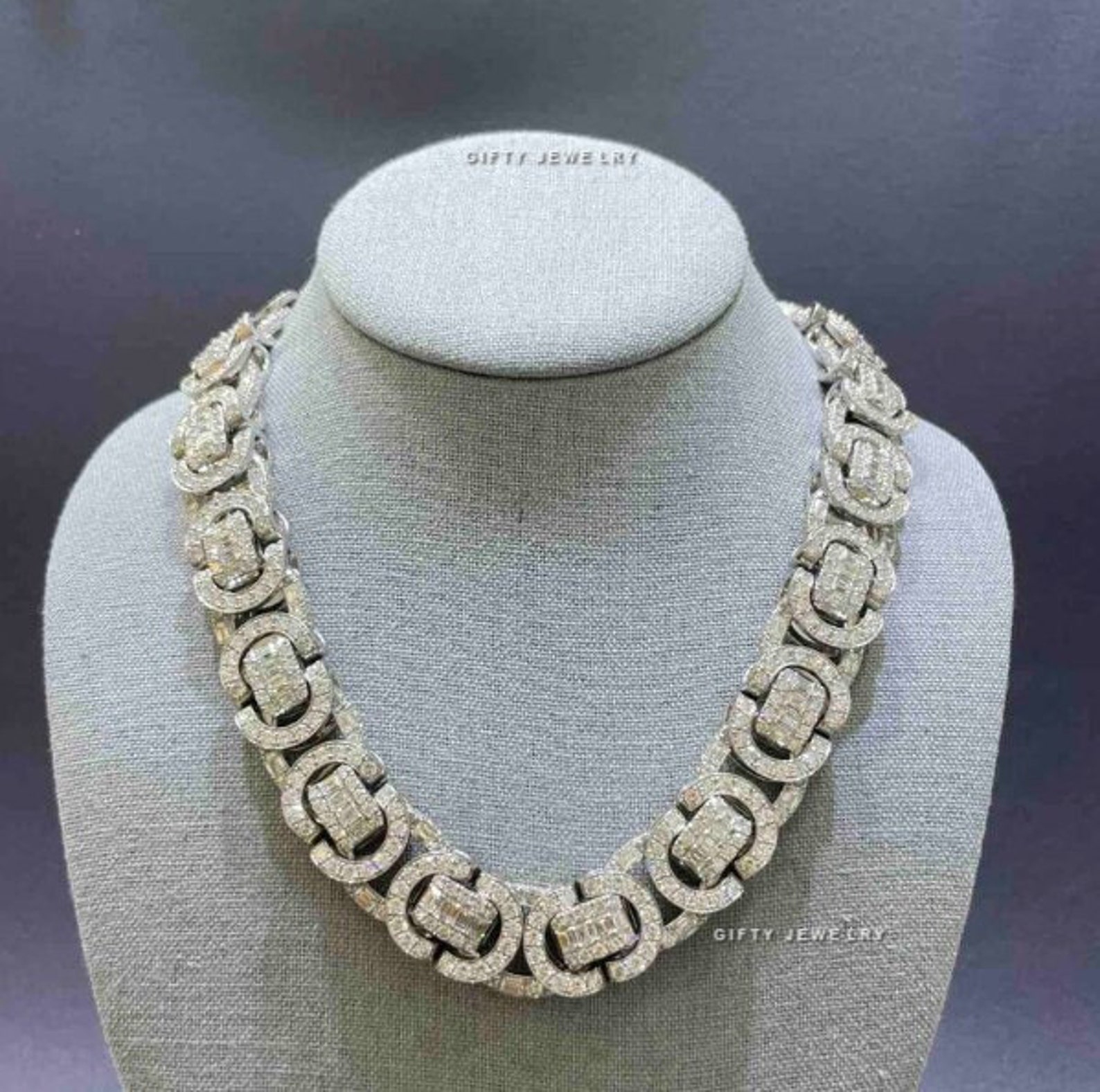 15MM Baguette Infinity Cuban Link Chain Necklace, Iced Out Moissanite ...