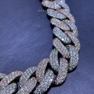 Iced Out Miami Cuban Link Chain 16MM Round Moissanite Diamond 3 Row ...