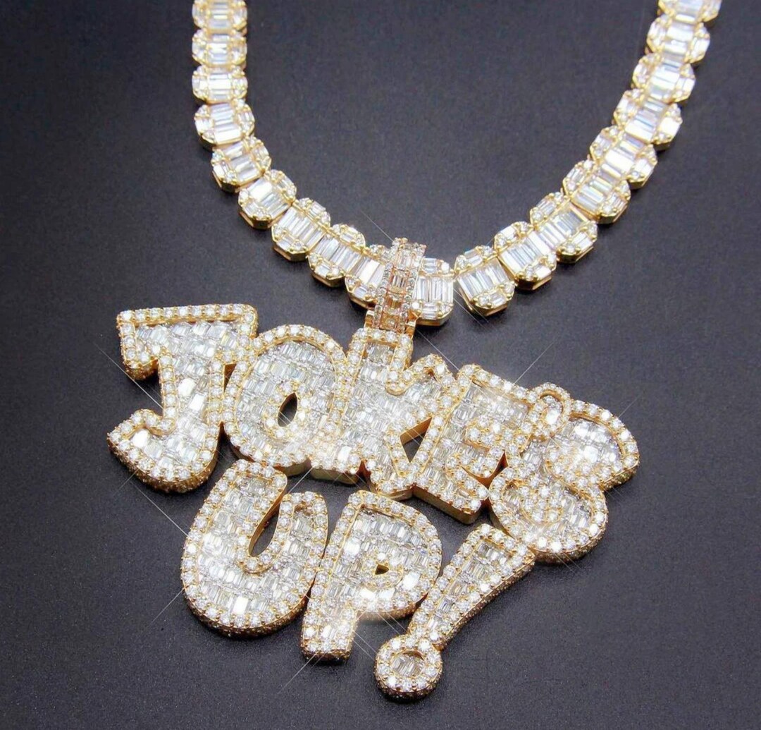 Iced Out VVS Letter Pendant, Hip-hop Moissanite Pendant, Custom 3D ...