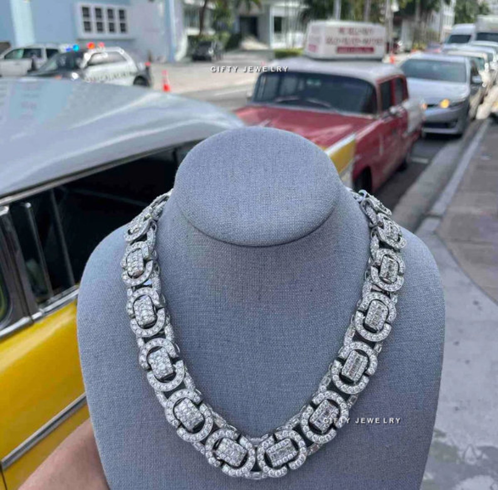 15MM Baguette Infinity Cuban Link Chain Necklace, Iced Out Moissanite ...