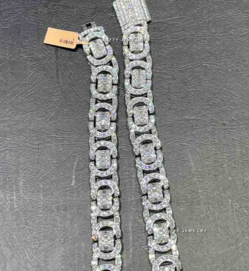 15MM Baguette Infinity Cuban Link Chain Necklace, Iced Out Moissanite ...