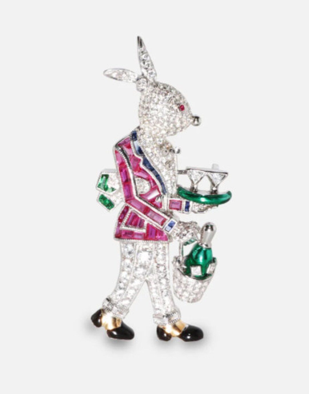 Art Deco Bunny Pin Brooch for Men 925 Sterling Sterling Invisible Set ...