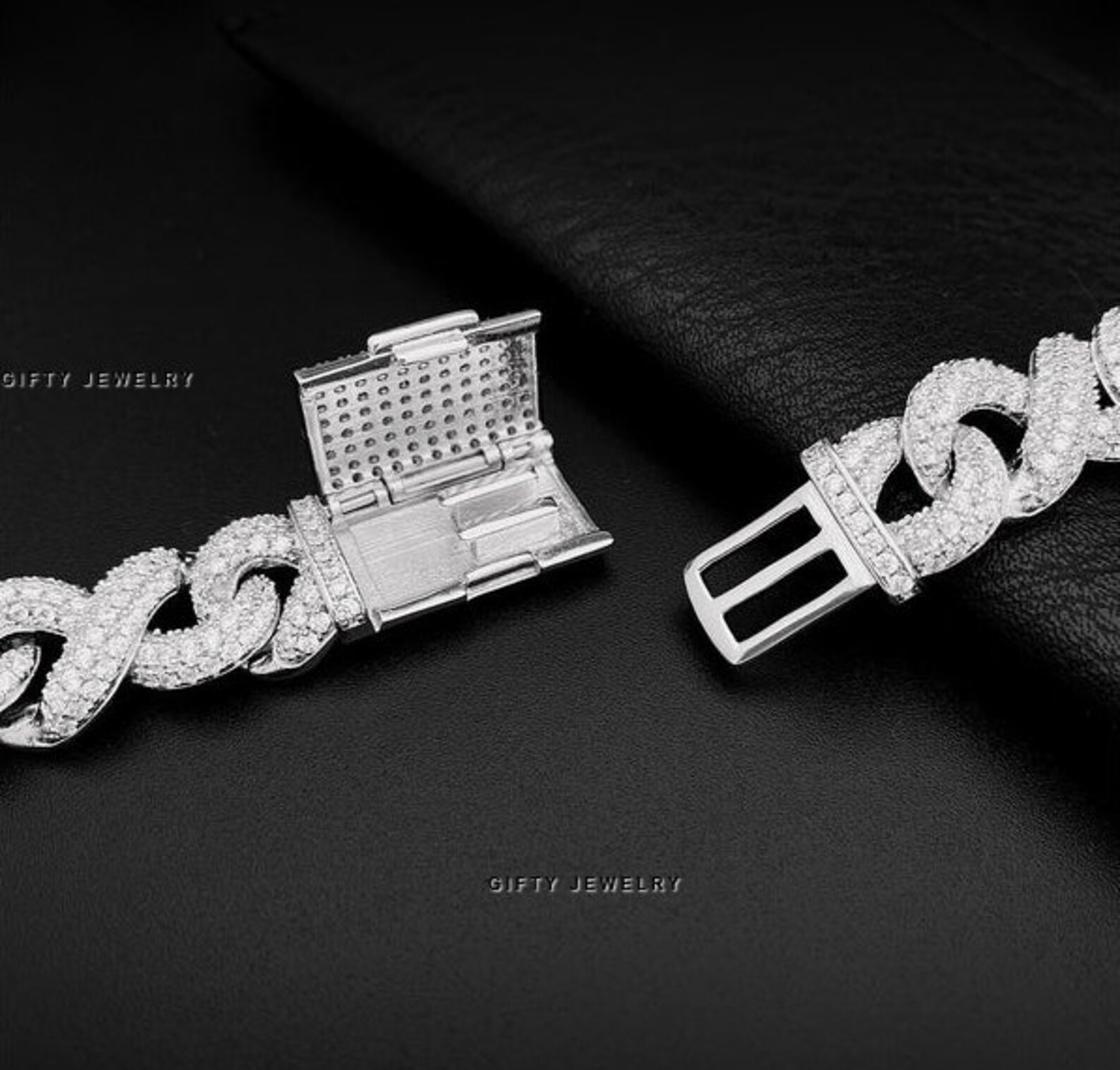 Iced Out Cross Necklace Moissanite Gothic Cross Infinity Link Chain ...
