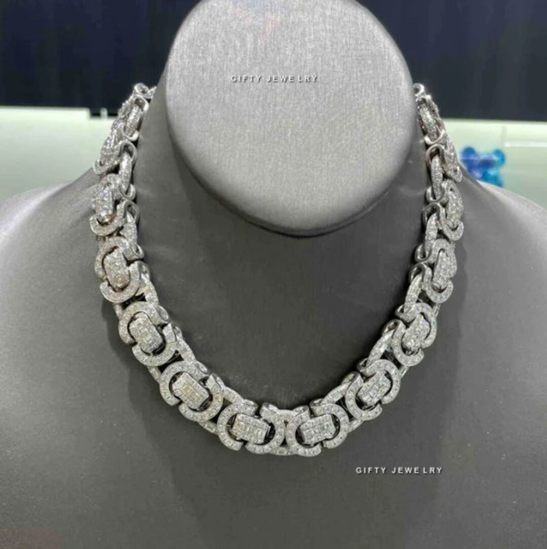 15MM Baguette Infinity Cuban Link Chain Necklace, Iced Out Moissanite ...