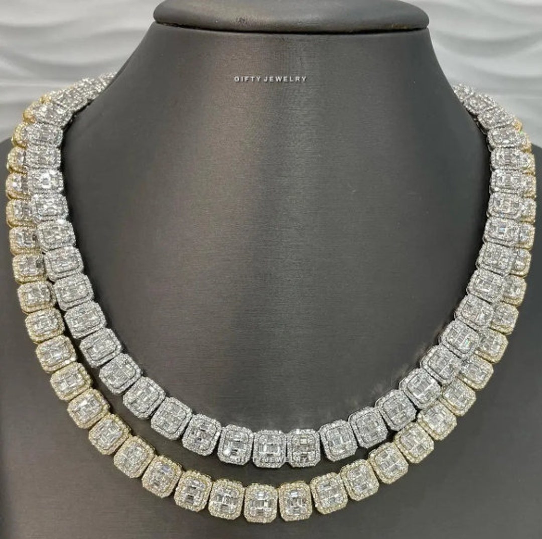 Fully Iced Out Chain, Diamond Cuban Chain, Tennis Chain, 925 Silver ...