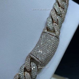 Iced Out Miami Cuban Link Chain 16MM Round Moissanite Diamond 3 Row ...
