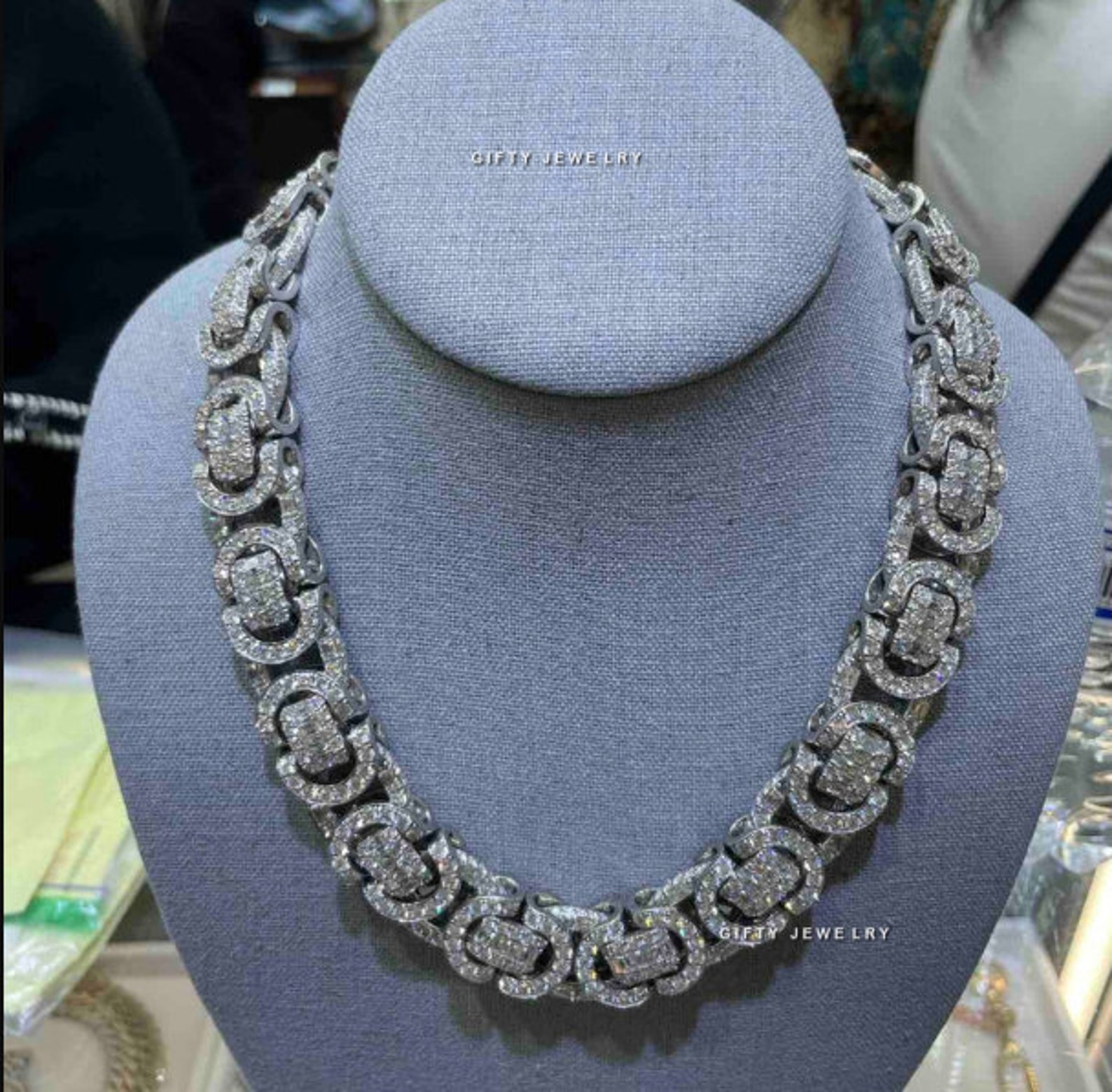 15MM Baguette Infinity Cuban Link Chain Necklace, Iced Out Moissanite ...