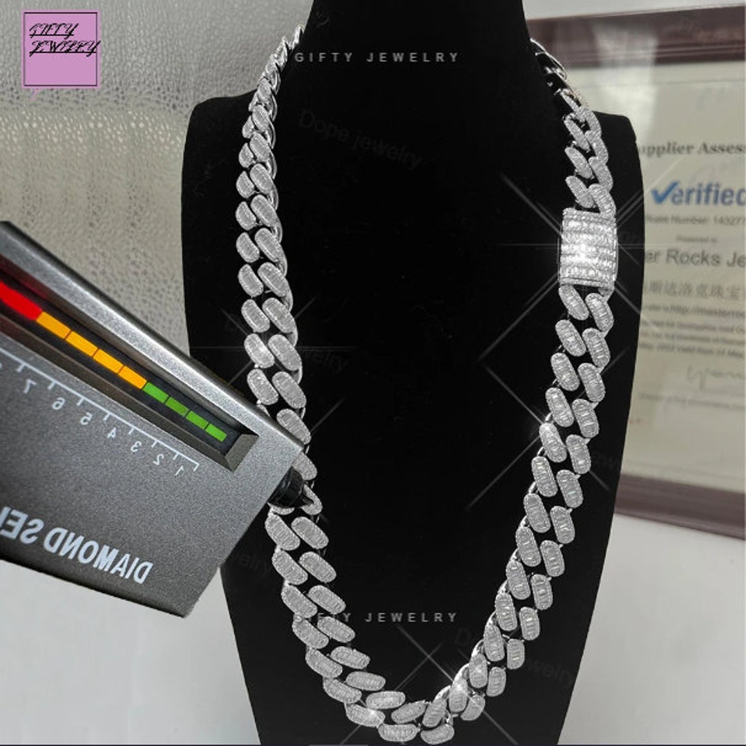 Hip-hop Moissanite Chain Cuban Link 925 Sterling Silver 20mm VVS ...