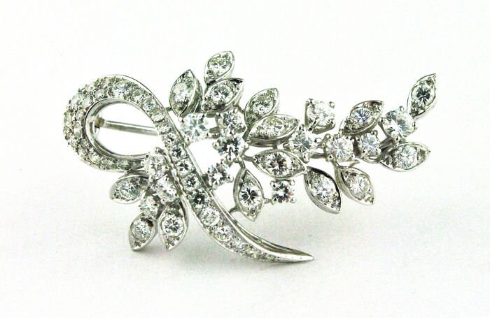 Authentic Antique Diamond Brooch With 57 Brilliant Cut Diamond - Etsy