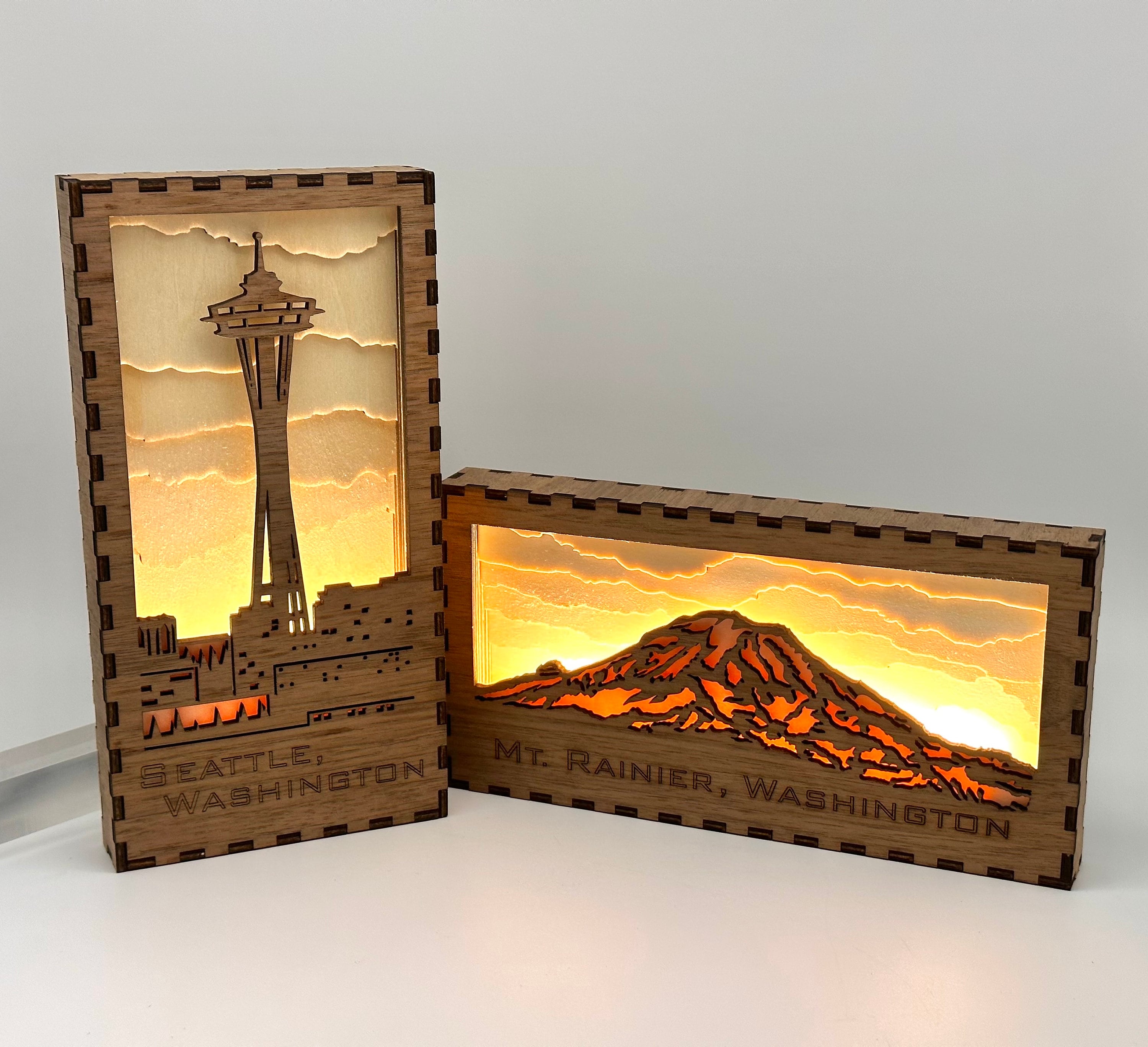 Seattle Space Needle Sunset Laser Cut Light Box - Etsy