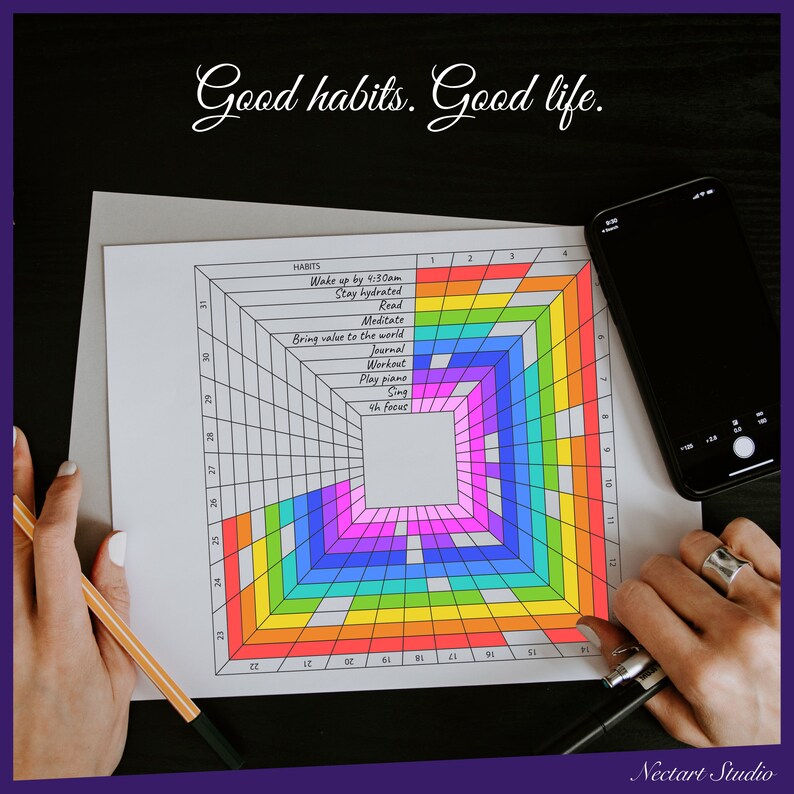 Habit Tracker Track Your Habits Bullet Journal Square Shape Printable ...