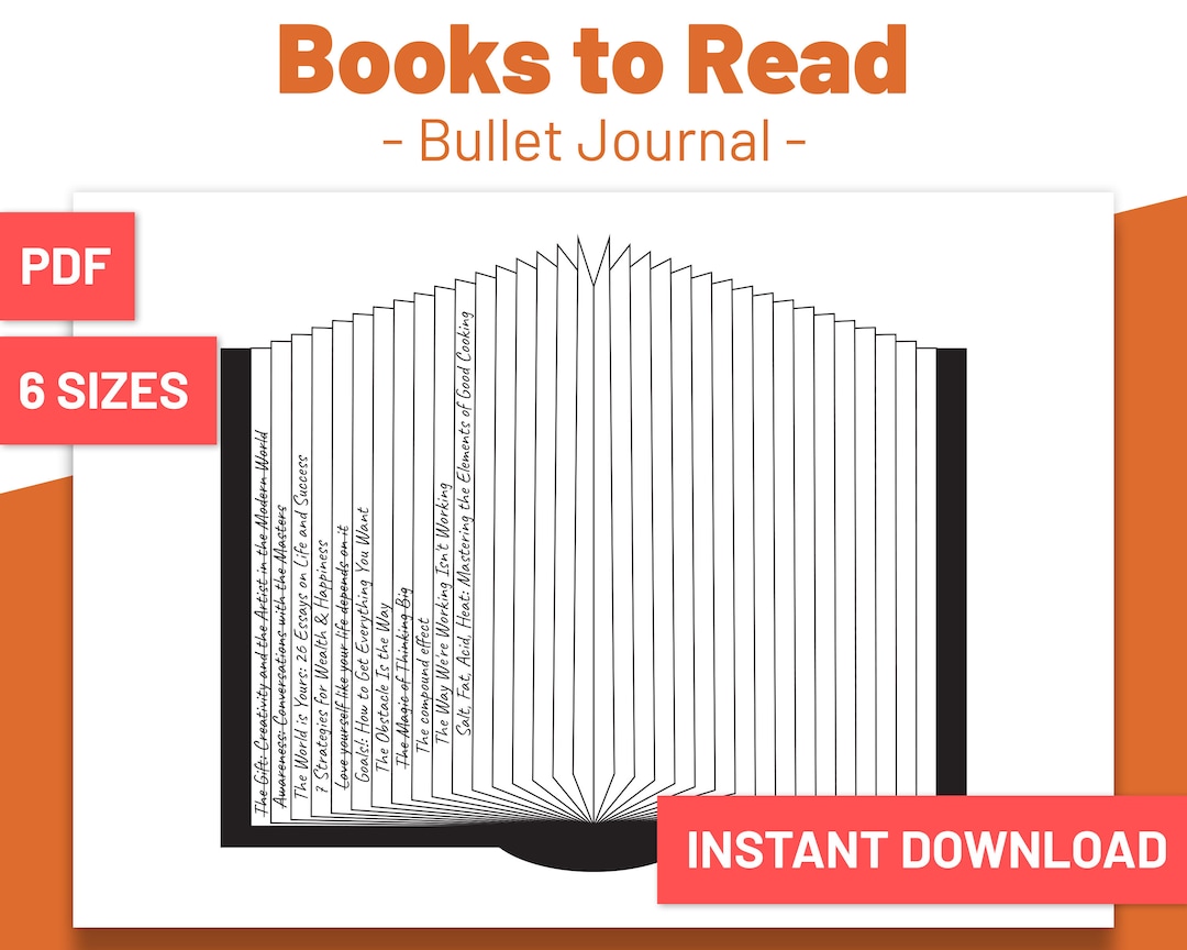 Books to Read | Bullet Journal | Printable PDF | A4, A3, Letter ...