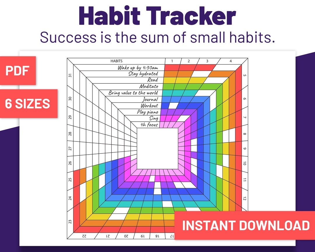 Habit Tracker Track Your Habits Bullet Journal Square Shape Printable ...