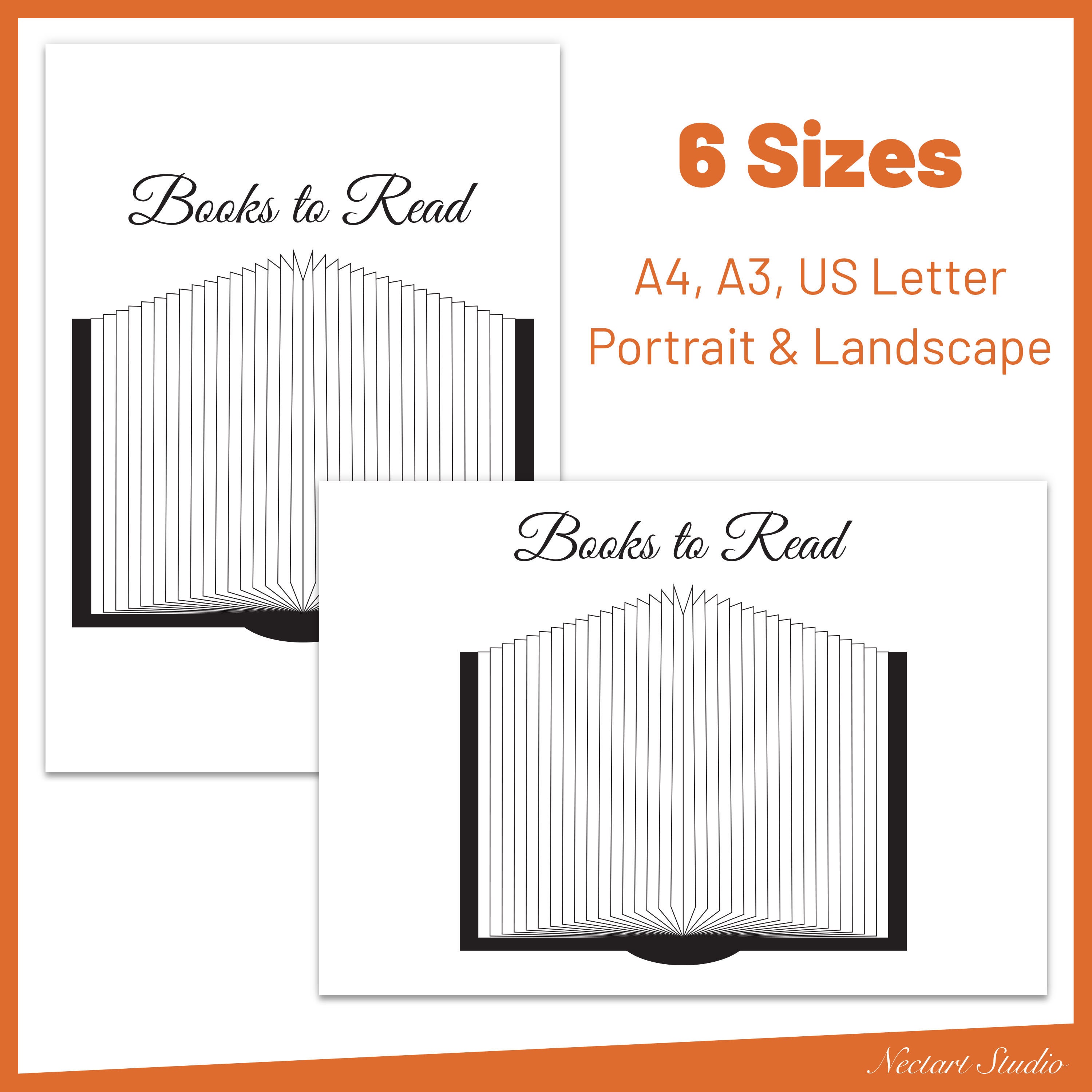 Books to Read Bullet Journal Printable PDF A4, A3, Letter Template - Etsy