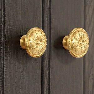 Vintage Solid Brass Pulls,wardrobe Knob,french Knob,gold Drawer Knob ...